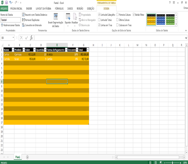 Como Fazer Tabelas no Excel → Passos de Como Criar uma Tabela