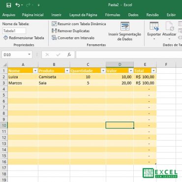 Como Fazer Tabelas no Excel → Passos de Como Criar uma Tabela